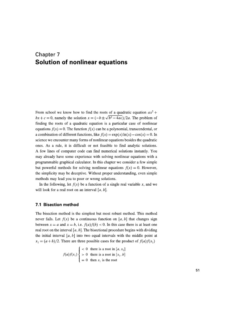 (KG) Ch7 Solution of Nonlinear Equations | PDF