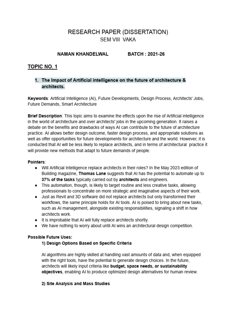 RESEARCH TOPICS (DISSERTATION) | PDF | Artificial Intelligence | Intelligence (AI) & Semantics