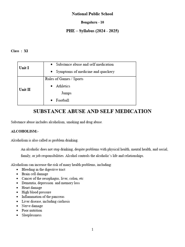 PHE Syllabus: Substance Abuse & Self-Medication | PDF | Homeopathy ...