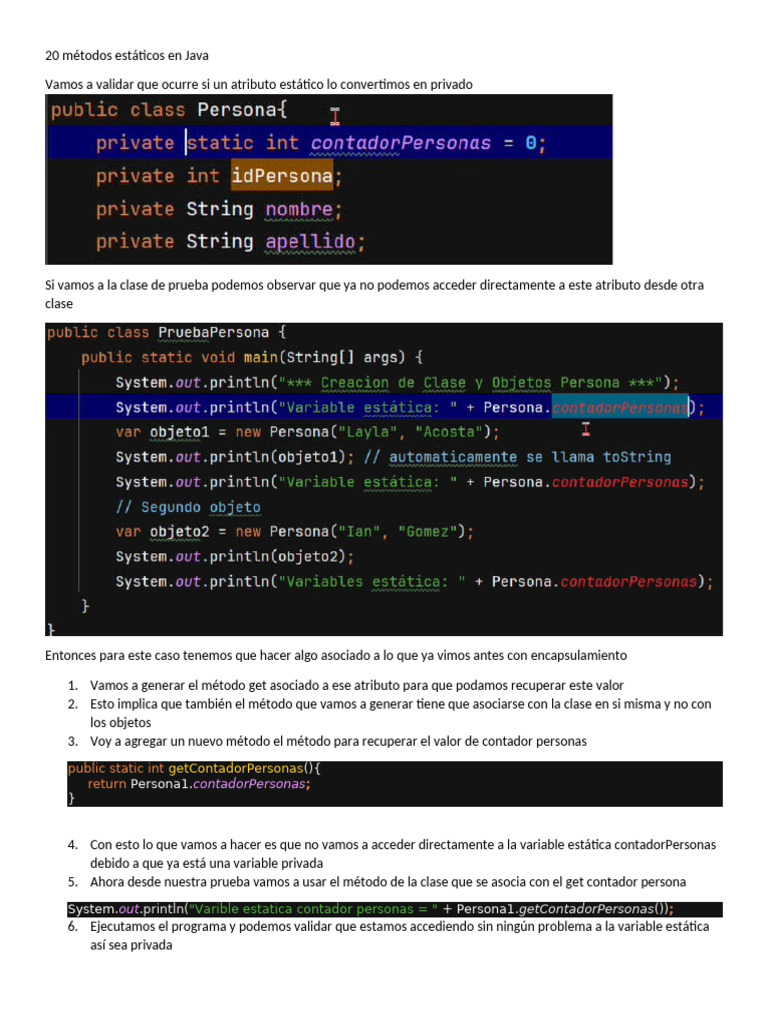 20 Métodos Estáticos en Java | PDF