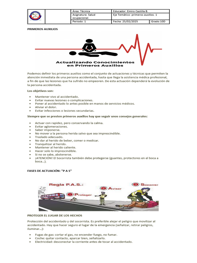 Primeros Auxilios 1 | PDF | Primeros auxilios