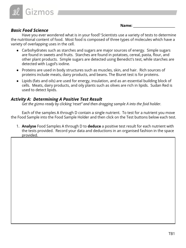 TBL1 GZ Basic Food Science | PDF