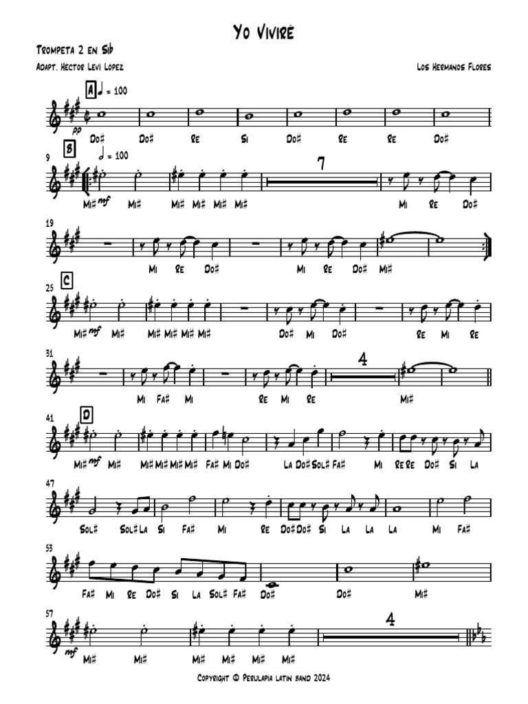 01 - Yo Viviré - Trompeta 2 en Sib | PDF