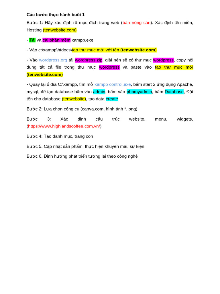 Cac Buoc Thuc Hanh Buoi 1 | PDF