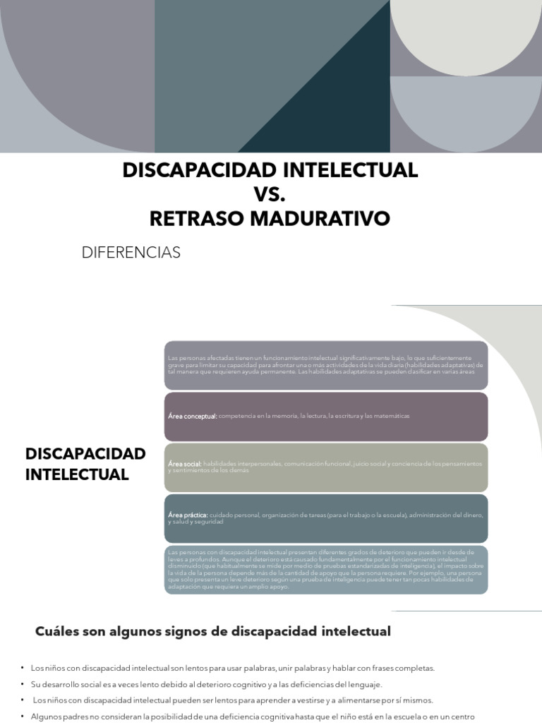 Diferencias entre Discapacidad Intelectual y Retraso Madurativo | PDF ...
