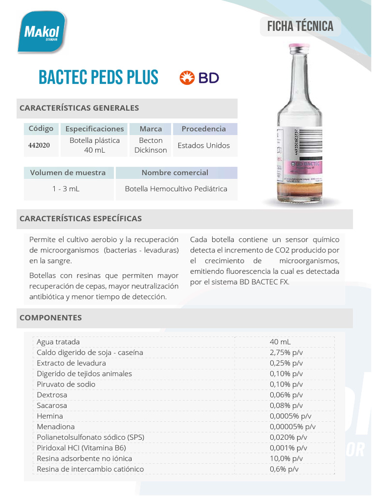 Botella Hemocultivo Pediátrica BD 442020 | PDF