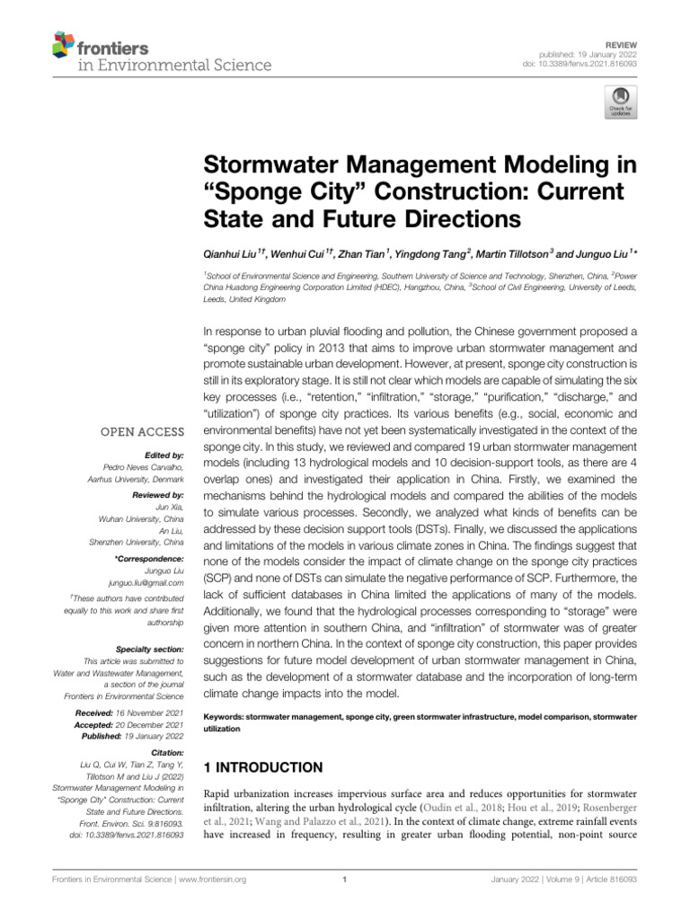Stormwater Management Modeling in Sponge City Cons | PDF | Stormwater ...