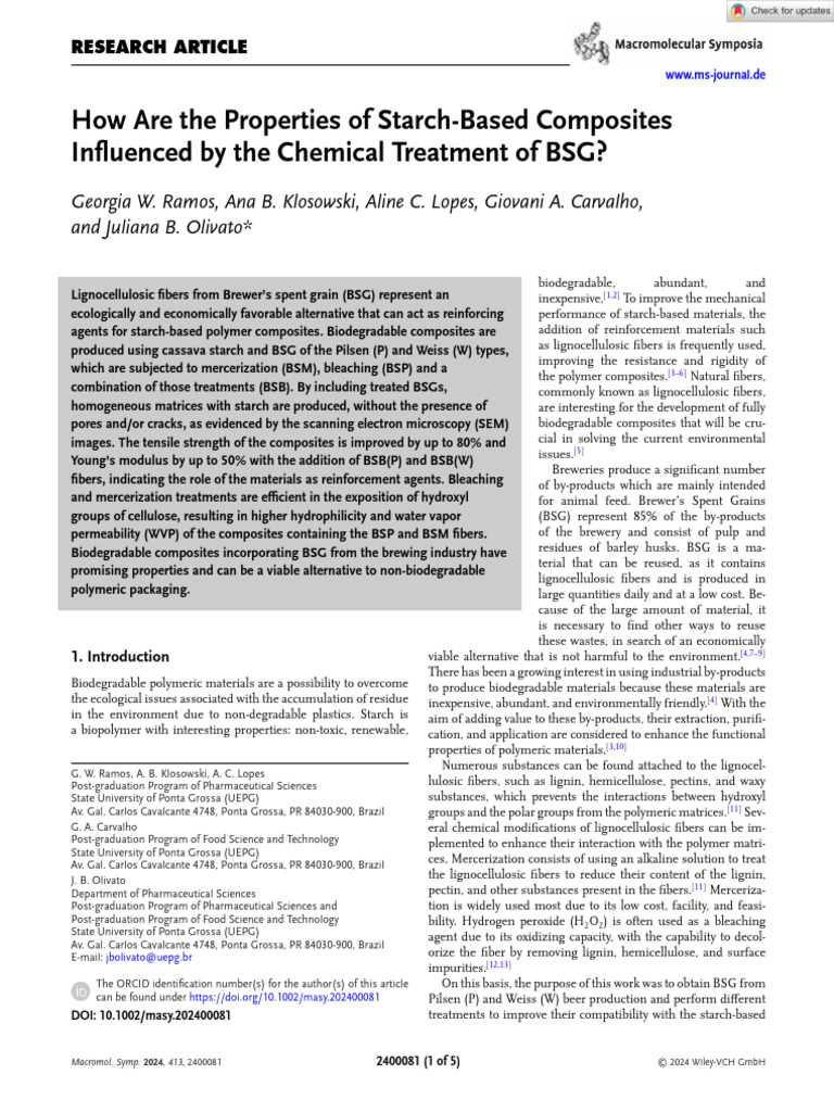 Starch-Based Composites from Treated BSG | PDF | Composite Material ...