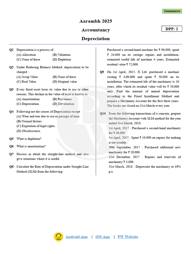 Depreciation _ DPP 02 | PDF | Depreciation | Expense