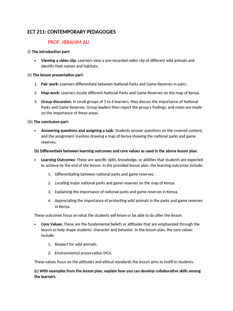 Ect 211 Past Paper With Answers | PDF | Educational Assessment | Learning