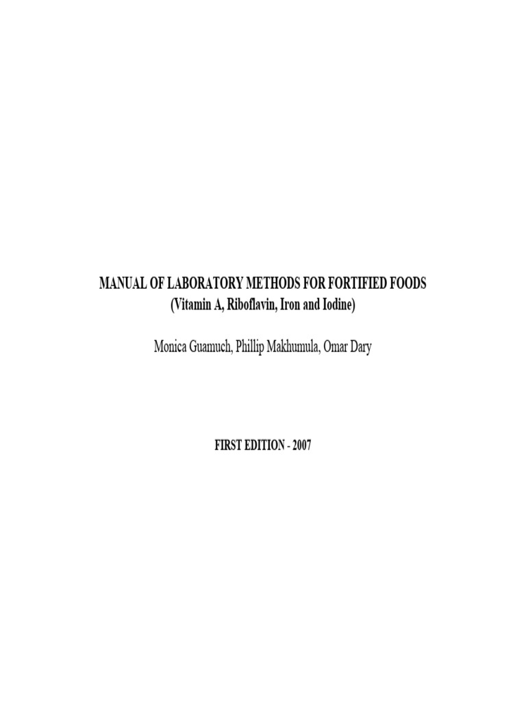 Manual of Laboratory Methods for Fortified Foods | PDF ...