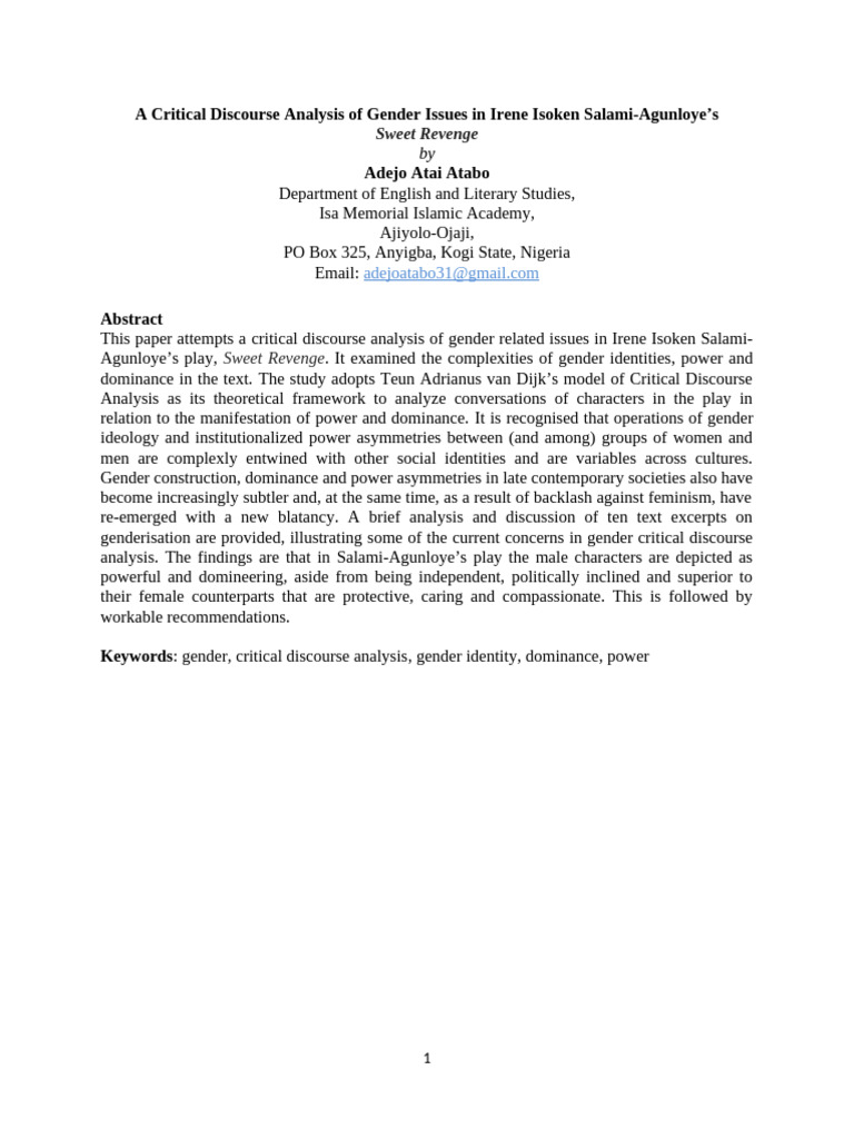 A Critical Discourse Analysis of Gender Issues | PDF | Power (Social ...