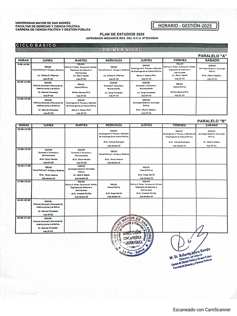 Horarios 2025 CPGP | PDF