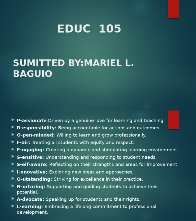 EDUC 105 (Meaning of PROFESSIONAL) | PDF