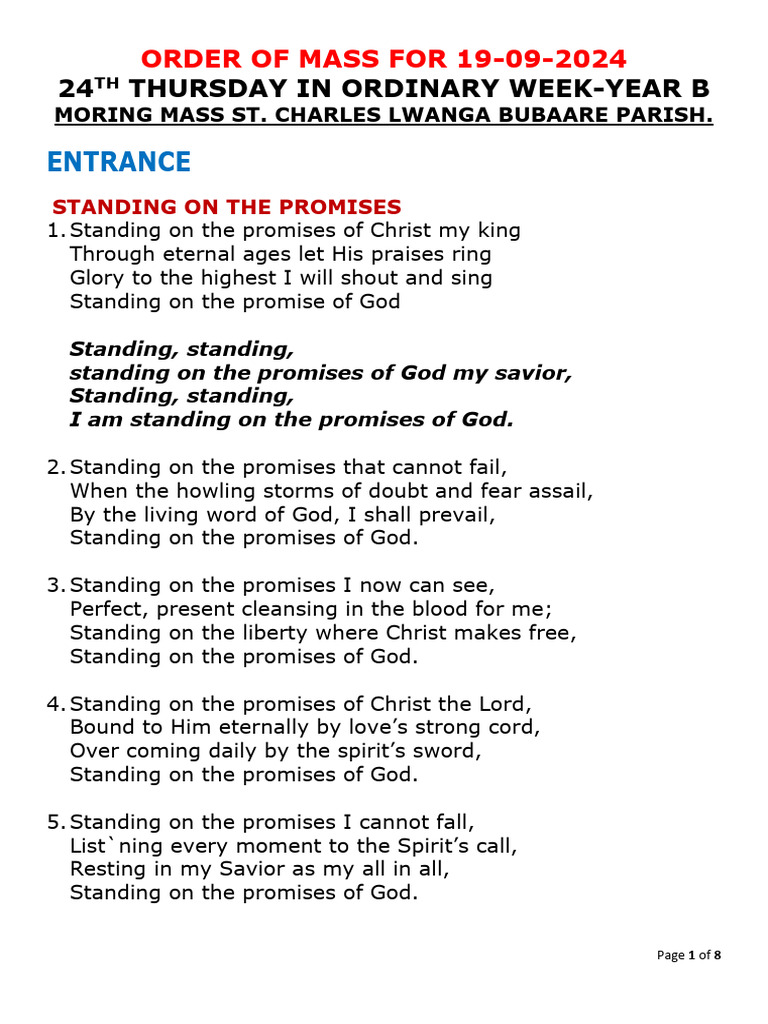 Order of Mass: 24th Thursday Year B | PDF | Mary, Mother Of Jesus ...