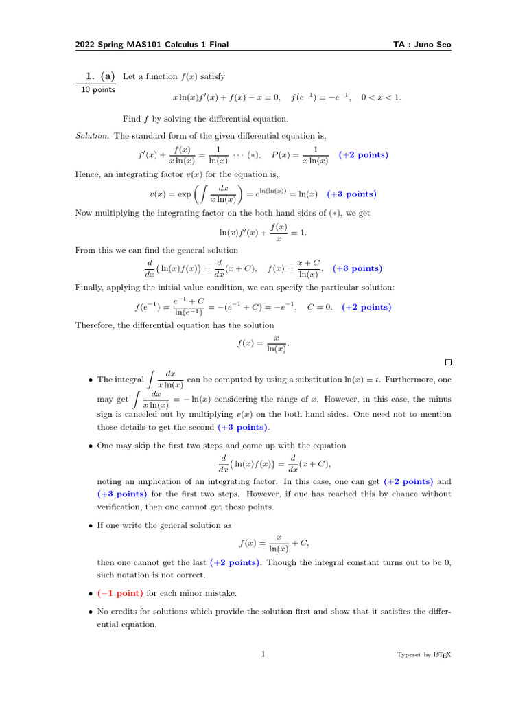 2022S MAS101 Final Criteria | PDF | Mathematical Analysis | Mathematics
