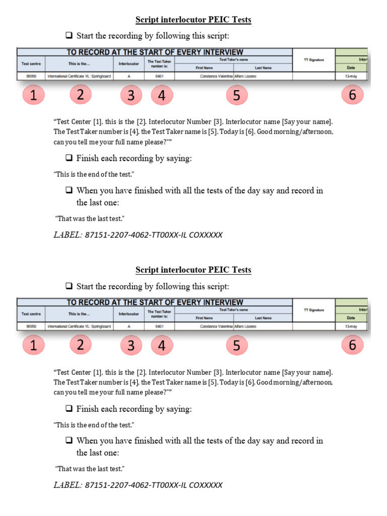 005 Script Oral Interlocutor | PDF