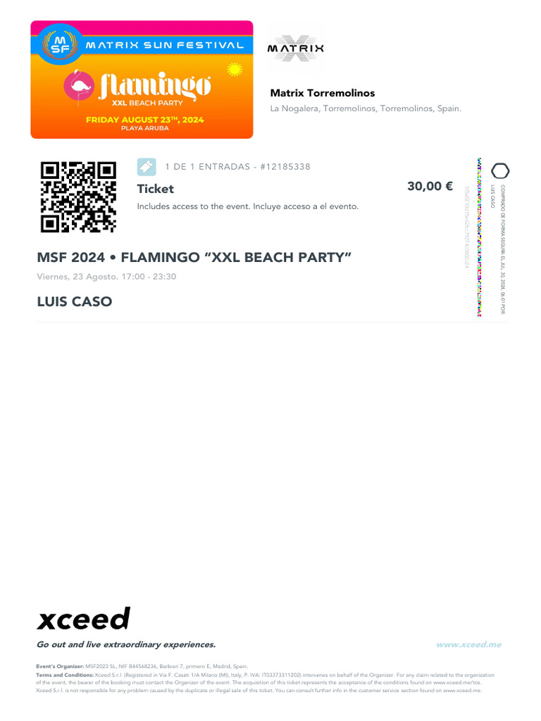 MSF 2024 Beach Party Ticket Details | PDF
