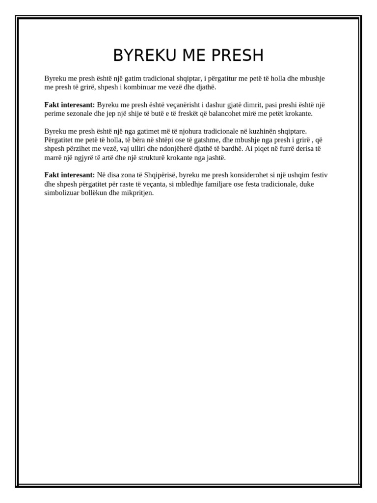 Byreku Me Presh | PDF