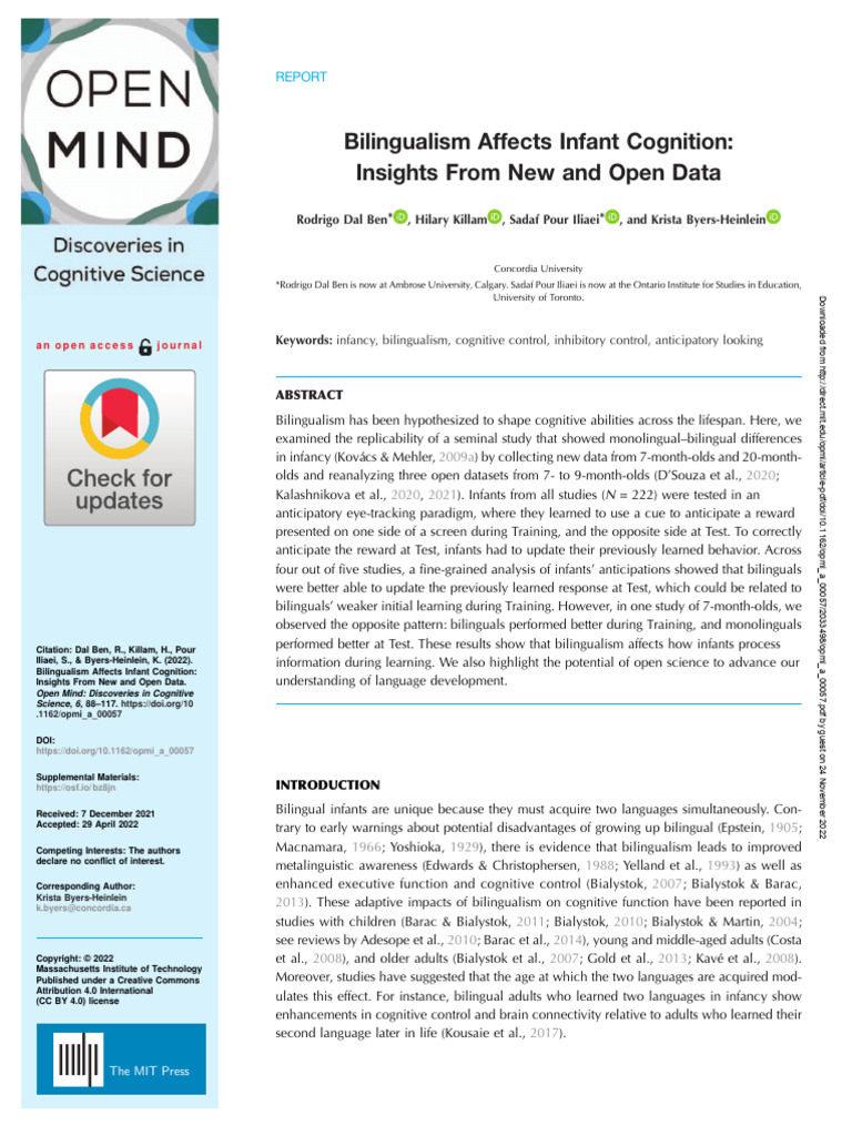 Bilingualism Affects Infant Cognition Insights Fro | PDF | Executive Functions | Multilingualism