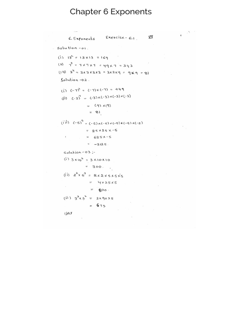 Chapter 6 Exponents | PDF