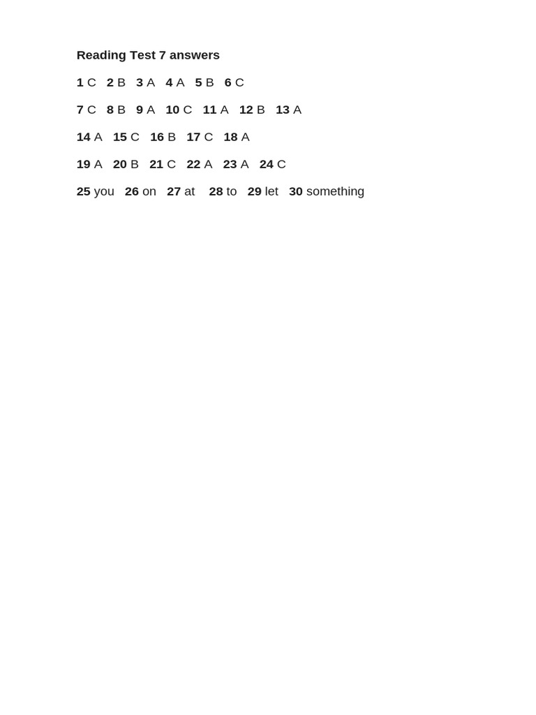 A2 Reading Test 7 Answers | PDF