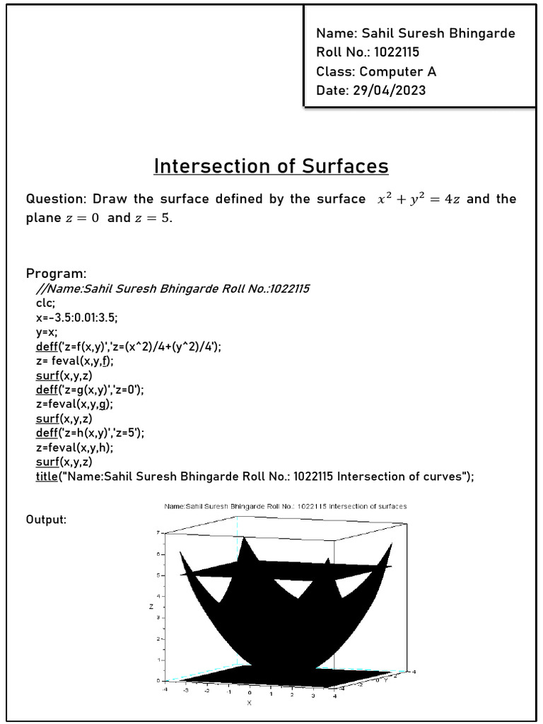Intersection of Surfaces - 1022115 | PDF