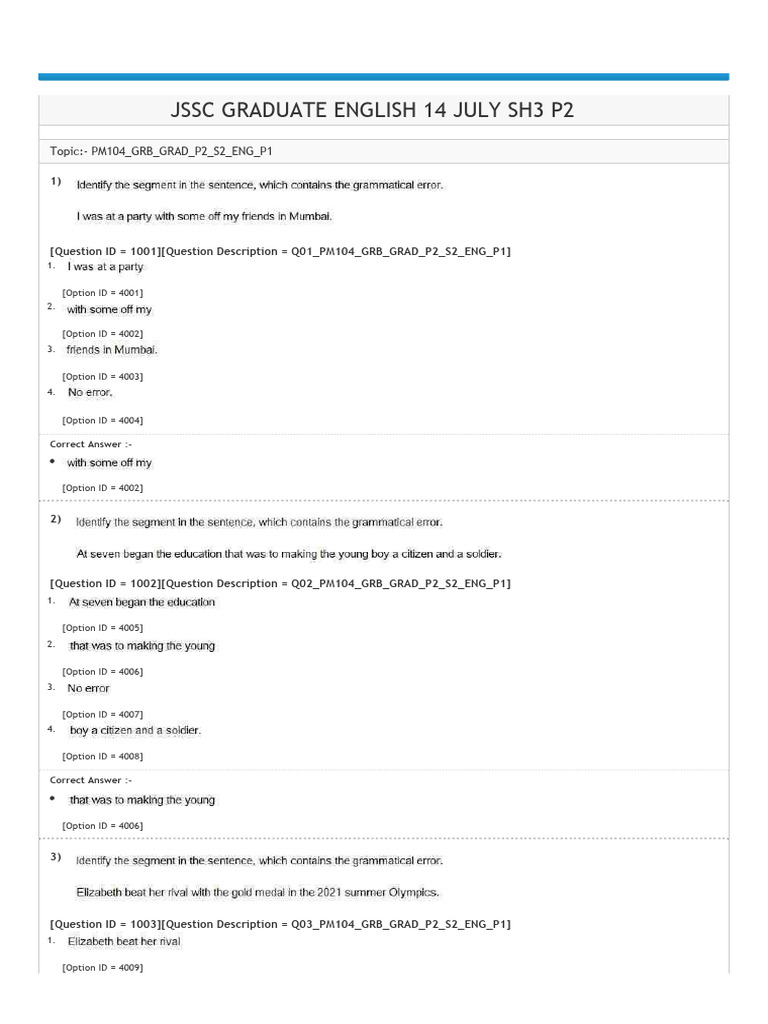 Sahayak 14 July Jssc Graduate English 14 July Sh3 p2 - Copy | PDF