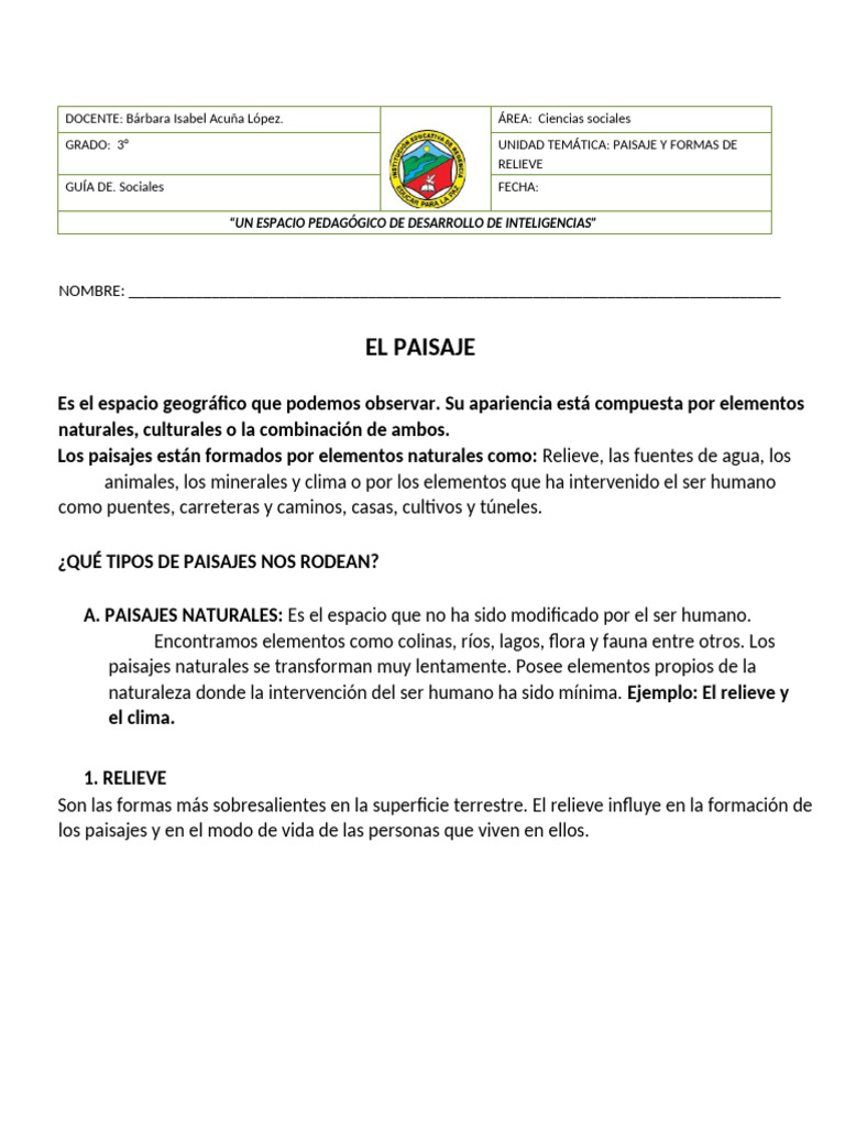 Paisajes y Relieve en Ciencias Sociales | PDF | Clima | Montañas