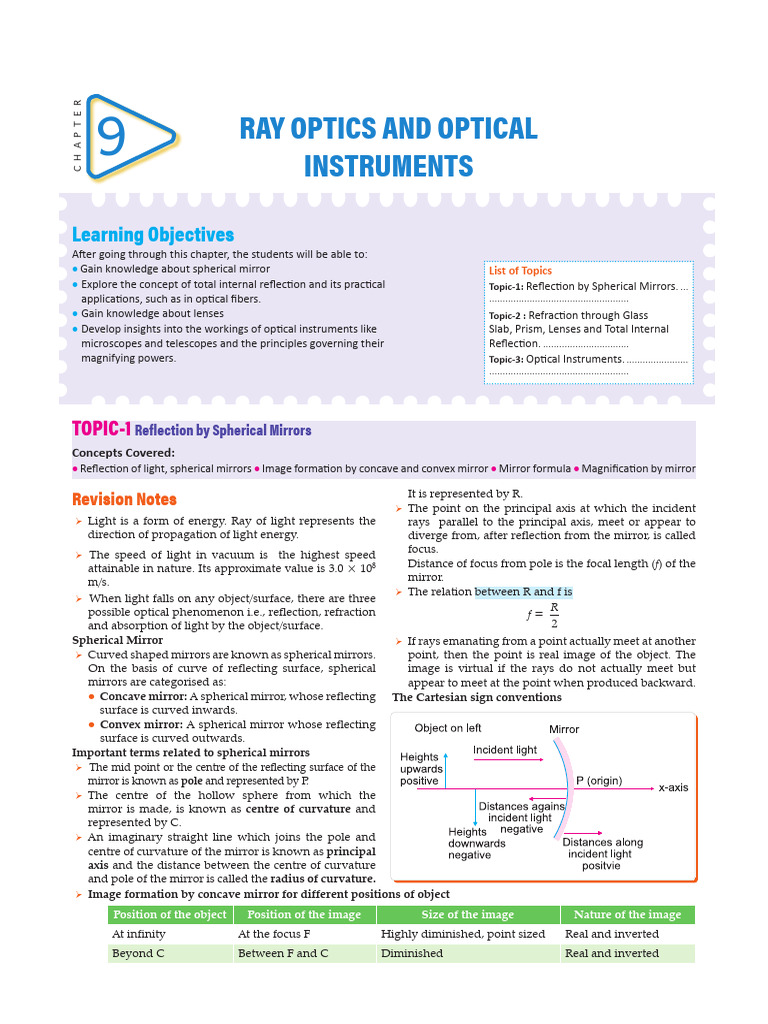 Reflection by Spherical Mirrors | PDF | Optics | Mirror