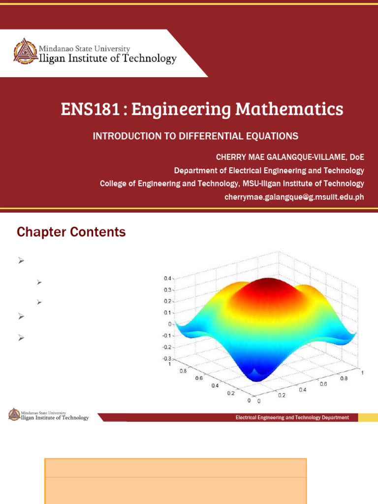 Lecture01a Intro To Differential Eq | PDF | Equations | Ordinary Differential Equation