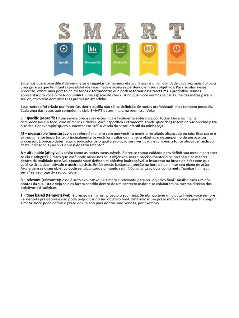 Definindo Metas com o Método SMART | PDF | Avaliação comparativa