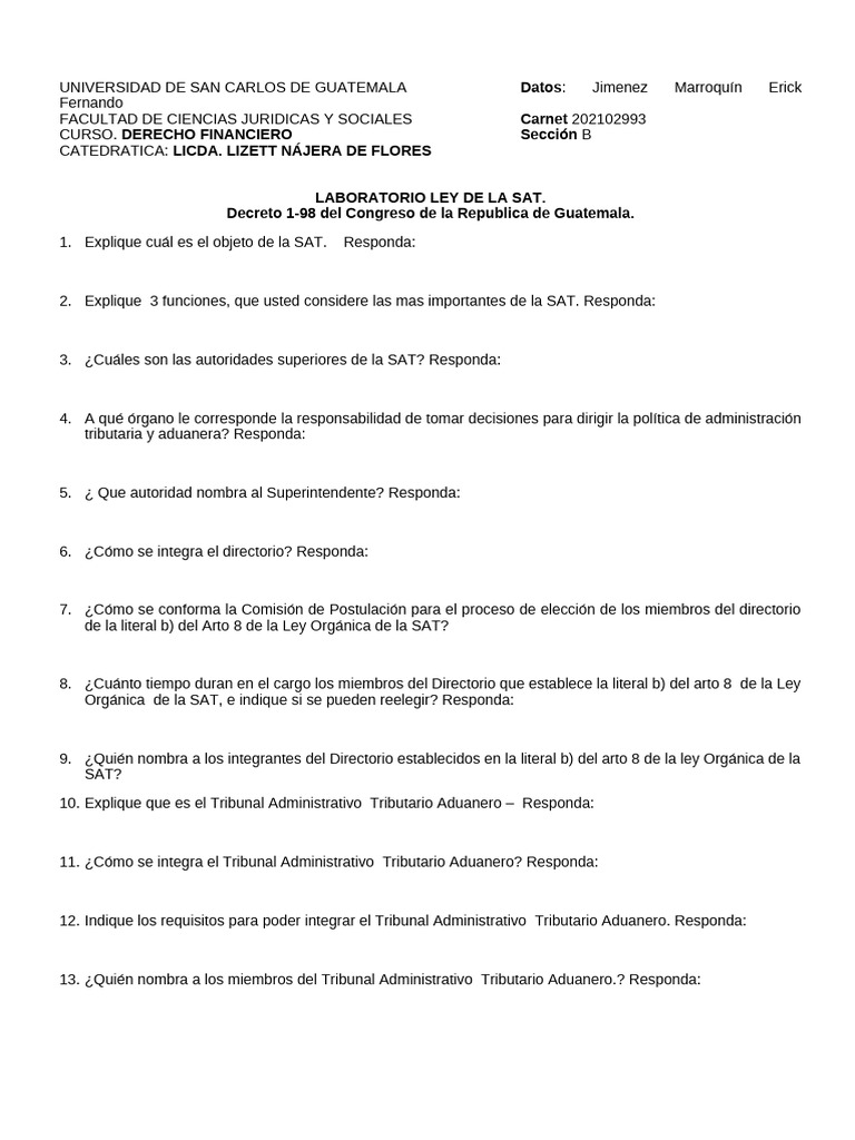 LABORATORIO LEY DE LA SAT | PDF | Justicia | Crimen y violencia