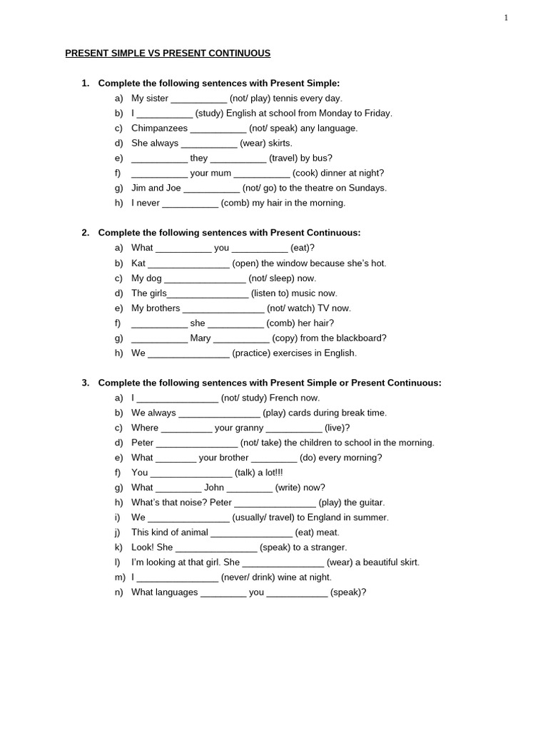 Present Simple and Continuous | PDF