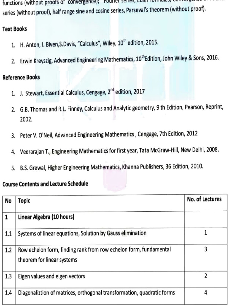 Engineering Math Course Overview | PDF