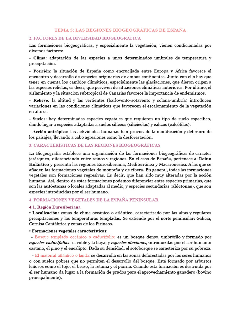 Tema 5 Geo | PDF | Geografía Física | Ciencias de la Tierra