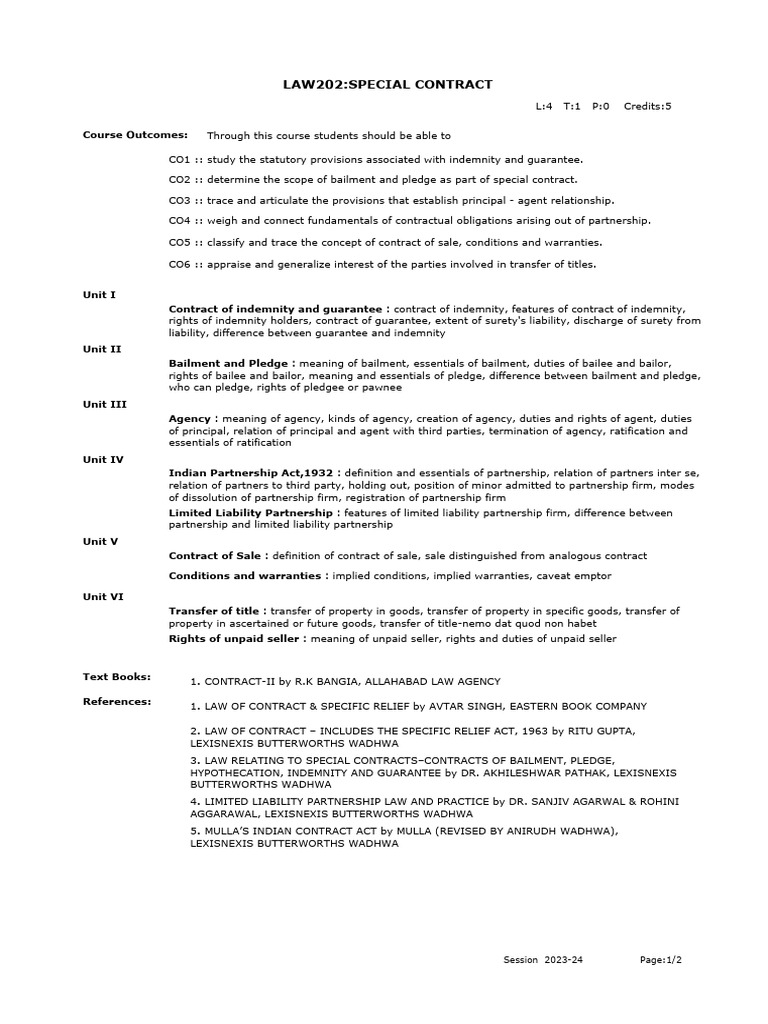 FRM Course Syllabus IPDownload | PDF | Guarantee | Law Of Agency