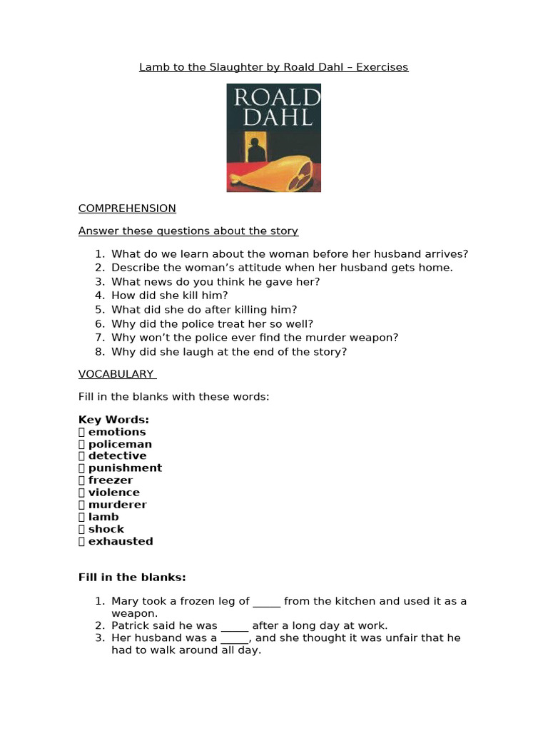 Lamb To The Slaughter by Roald Dahl - Activities | PDF