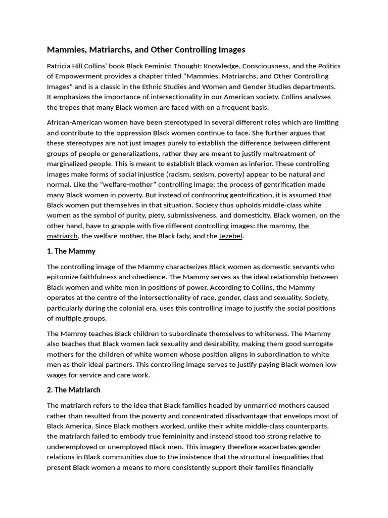 Controlling Images in Black Feminism | PDF | Intersectionality | Woman