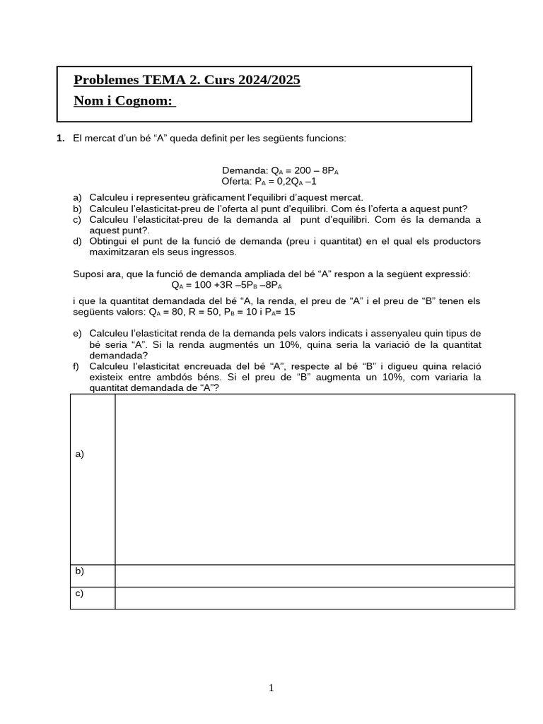 Enunciats Problemes Tema 2 (3) | PDF