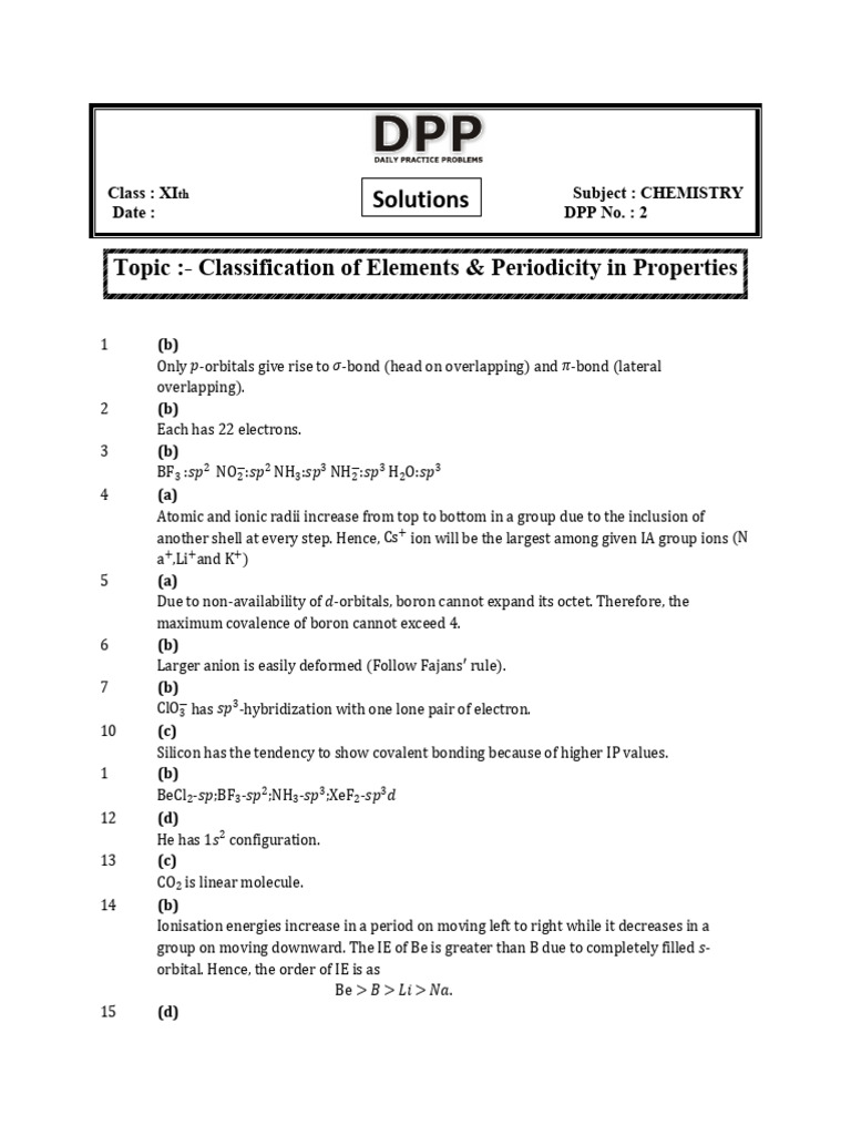 DPP - 2 Solutions | PDF | Salt (Chemistry) | Ion