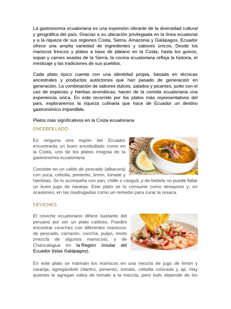 La Gastronomía Ecuatoriana Es Una Expresión Vibrante de La Diversidad ...