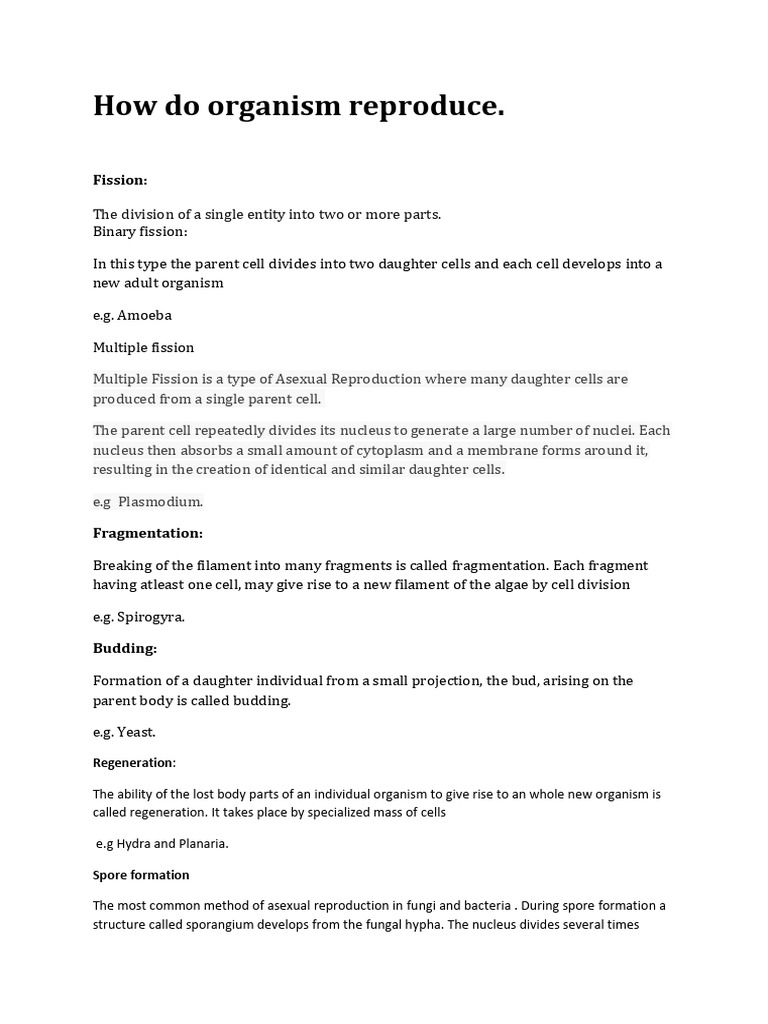 How Do Organism Reproduce Notes Class 10 | PDF | Birth Control ...