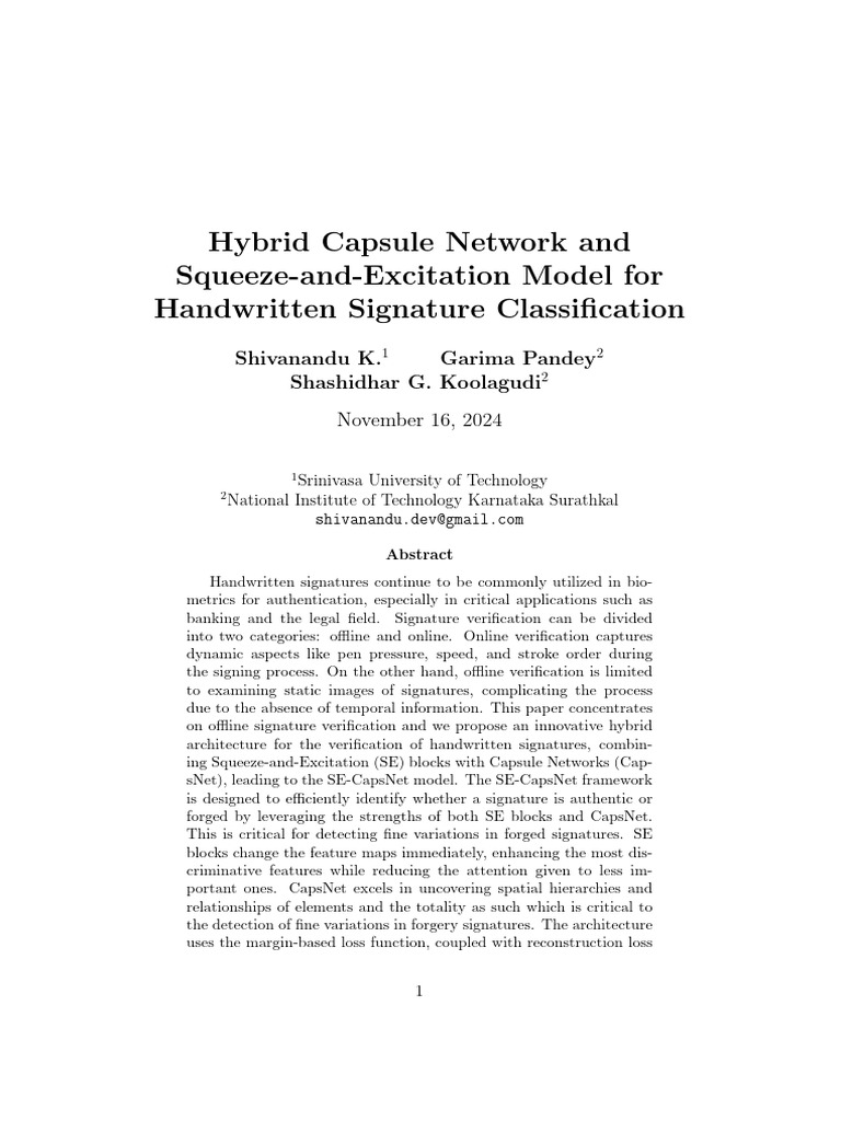 SE-CapsNet for Signature Verification | PDF | Accuracy And Precision ...