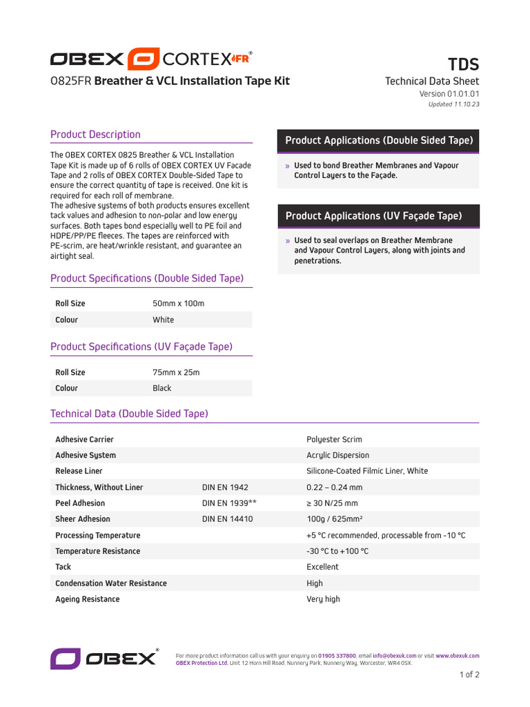 OBEX-CORTEX-0825FR-Installation-Kit_TDS_01.01.01 | PDF | Industrial Processes | Secondary Sector ...