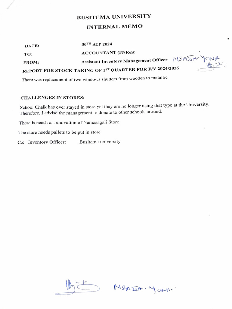 Stock Taking Report Q1 2024/2025 | PDF