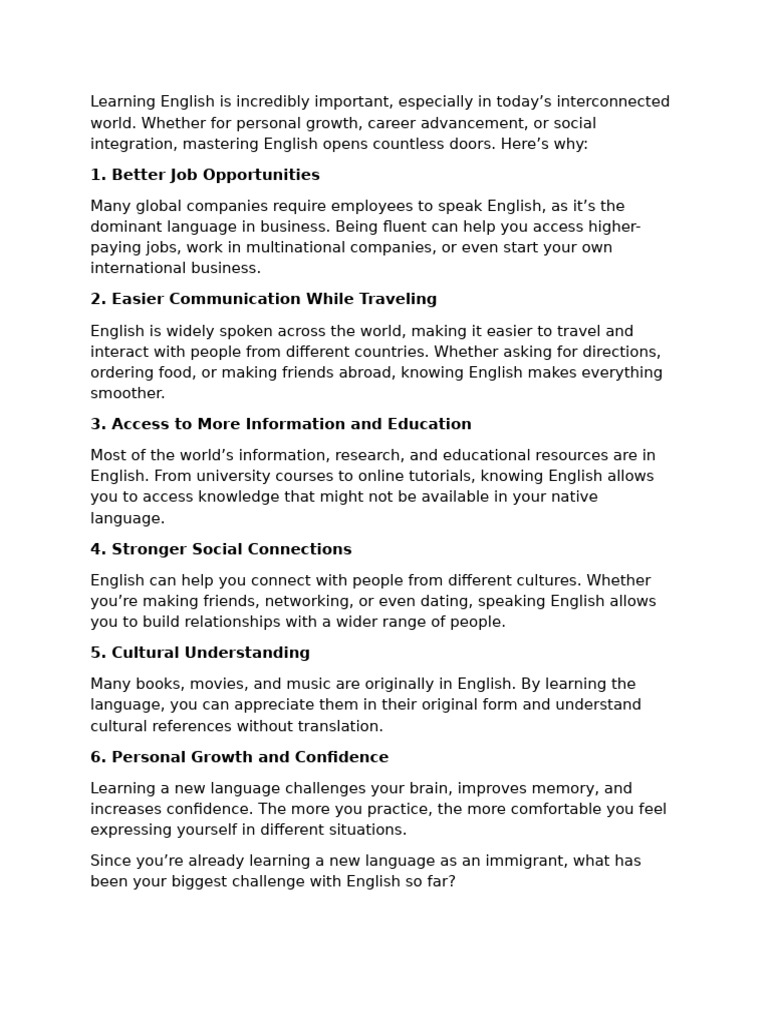 Learning English Is Incredibly Important | PDF