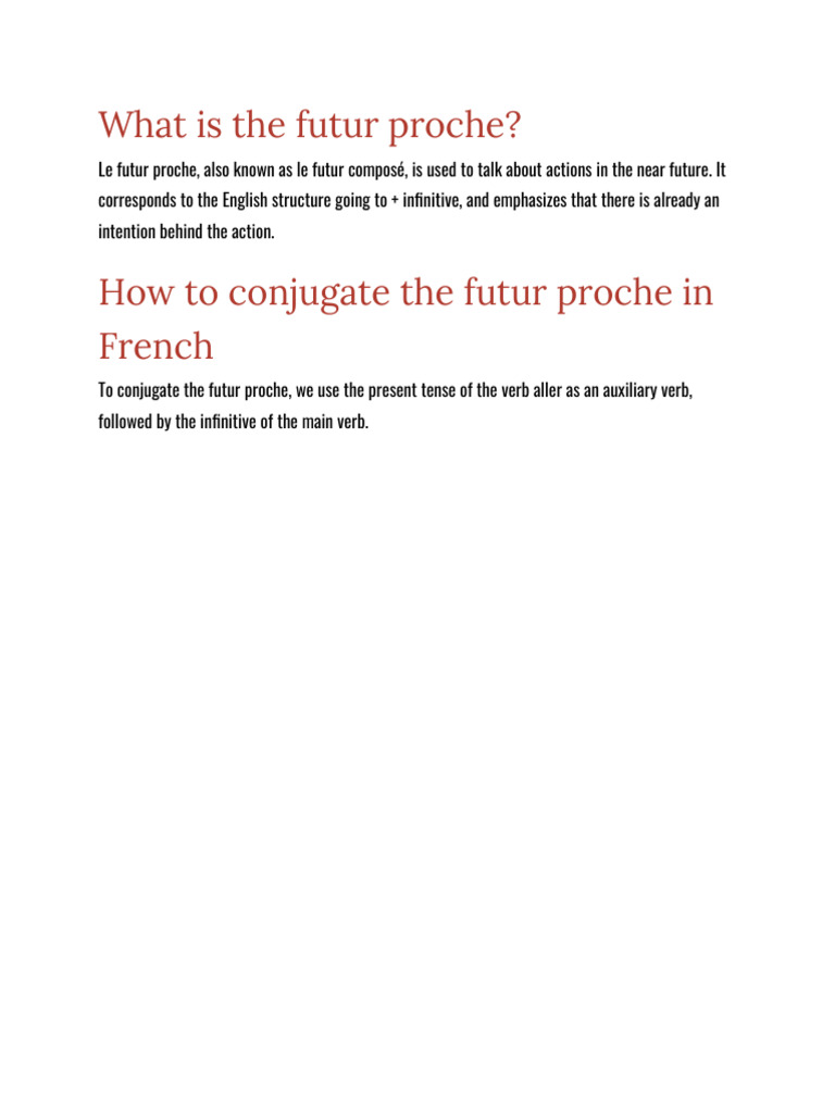Understanding Futur Proche and Passé Composé | PDF | Verb | Grammar
