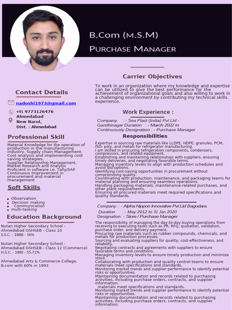 Nilesh A Doshi - Updated Resume | PDF | Procurement | Supply Chain