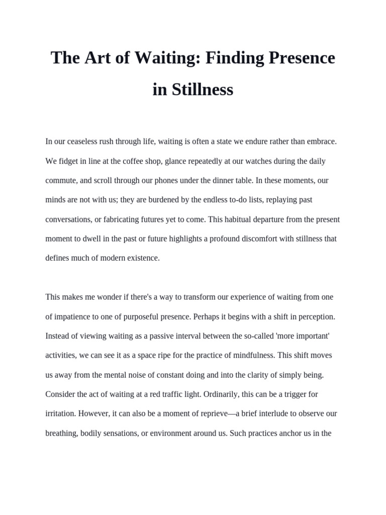 Editorial - The Art of Waiting | PDF | Psychology | Cognitive Science